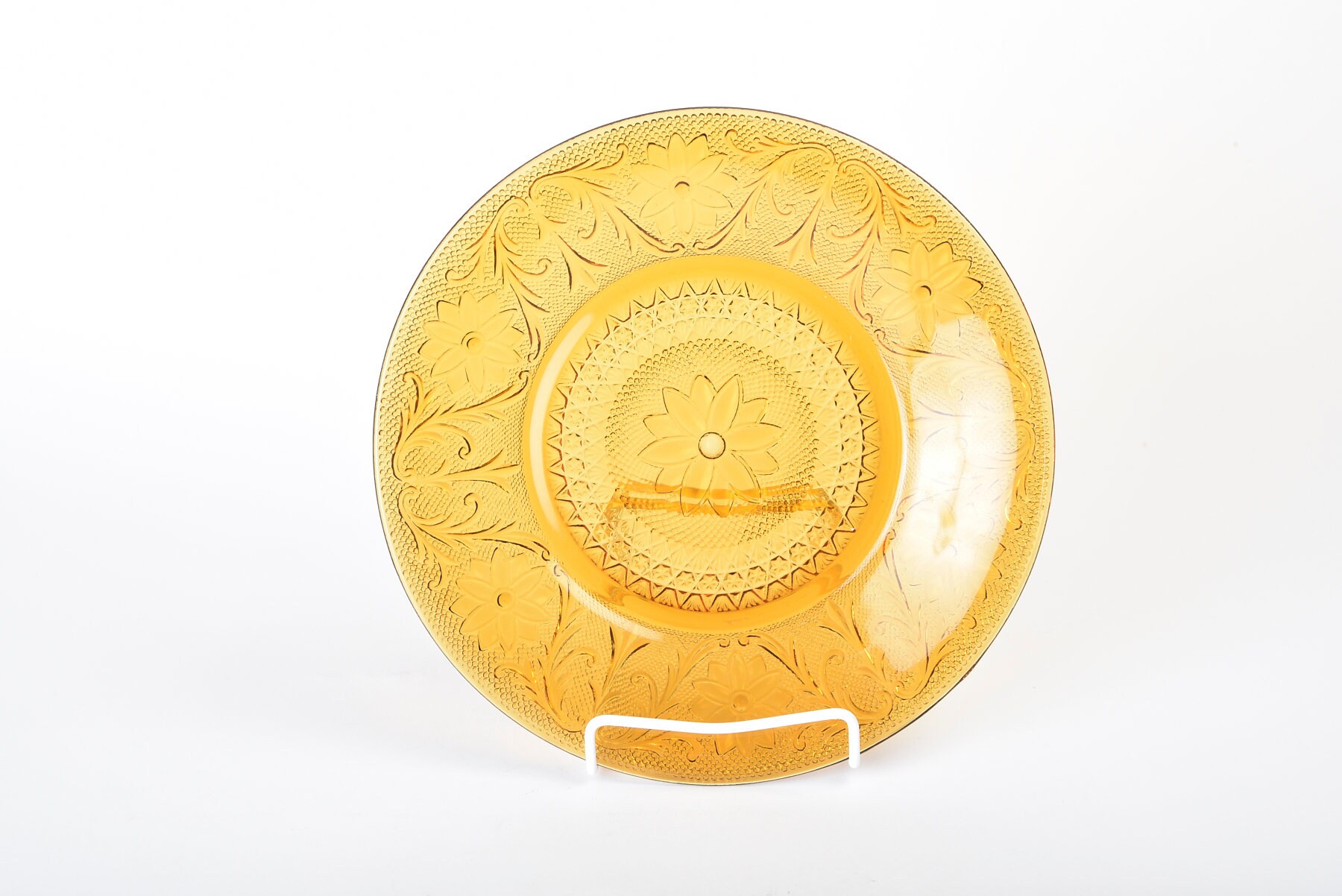 Vintage Indiana Glass Tiara Amber Plates Daises 10.5 - Etsy
