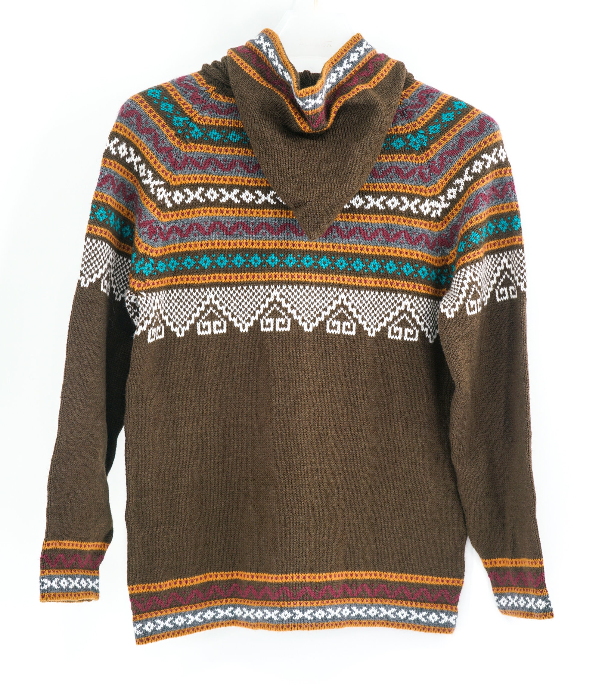 Hand-made Hooded Alpaca Sweater, Full Zipper Direct From Peru, Knitted ...