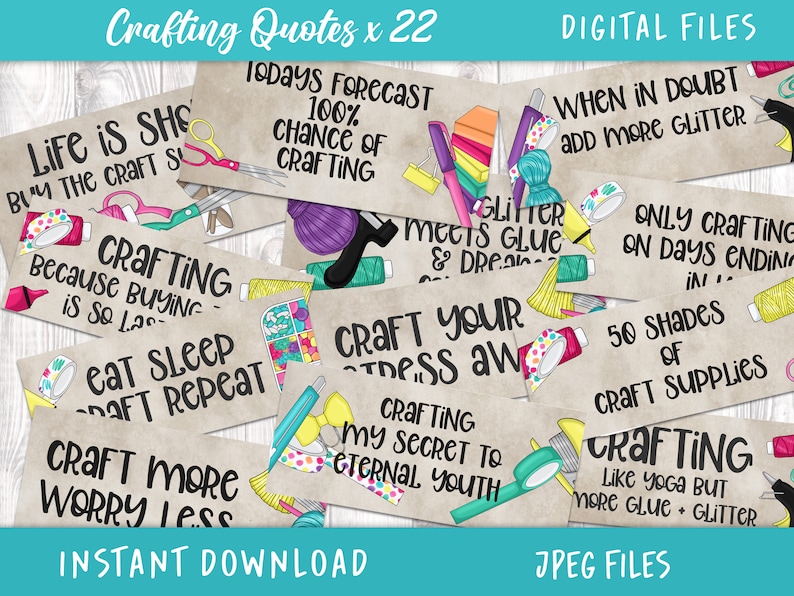 Craft Quotes, Crafters Sayings, Printable Kit, Junk Journal Words ...