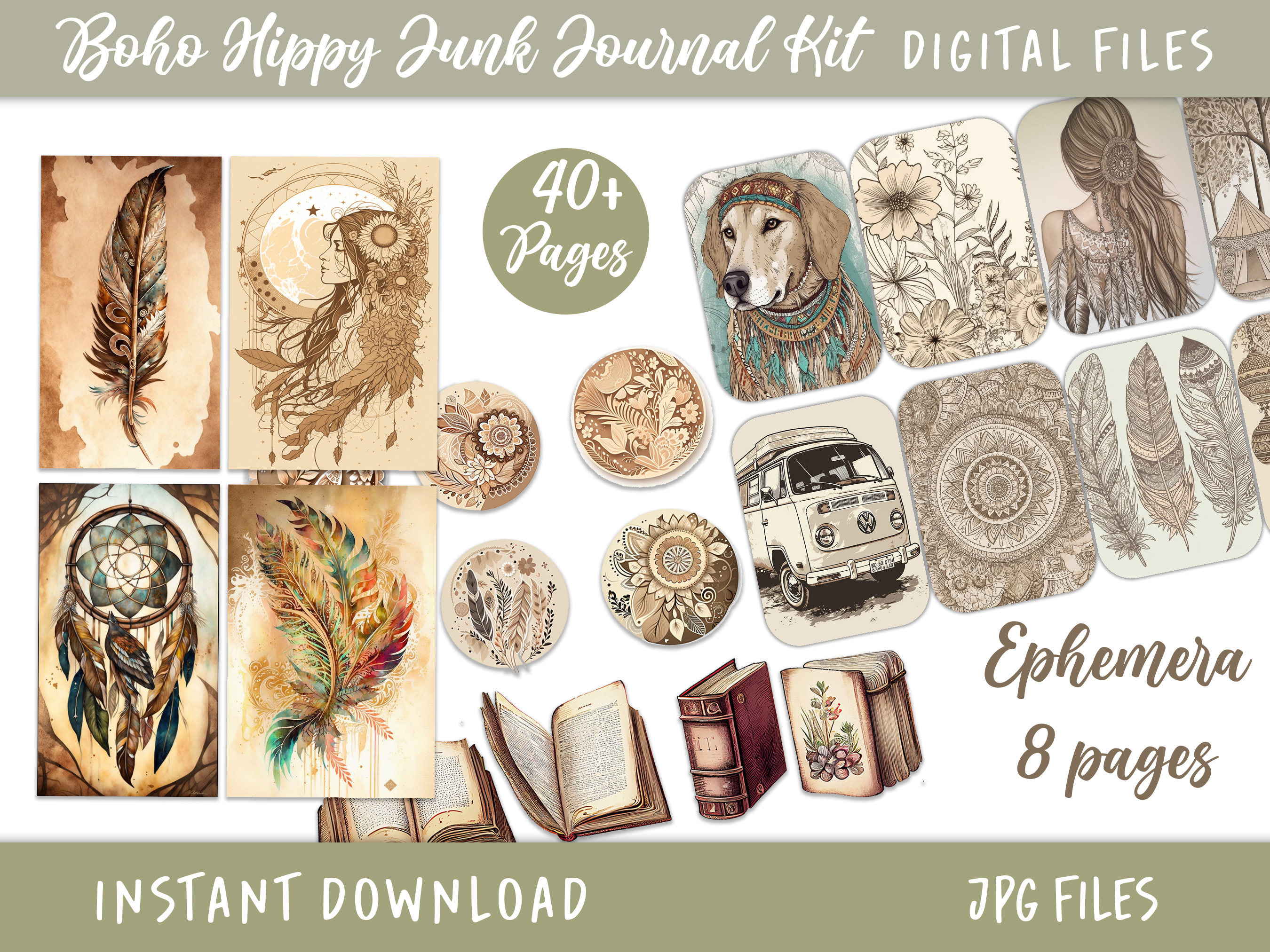 Boho Junk Journal Kits Digital Download Bohemian Printable - Etsy