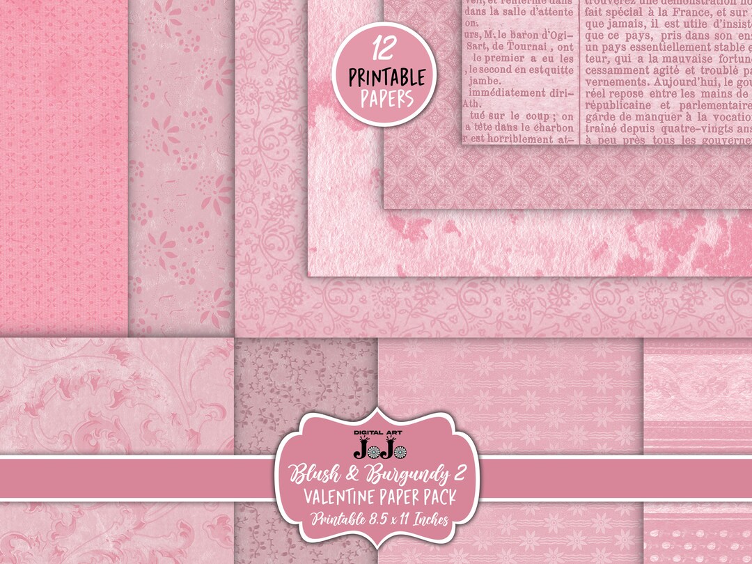 Pink Junk Journal Printable Papers, Vintage Scrapbook Pages, Boho ...