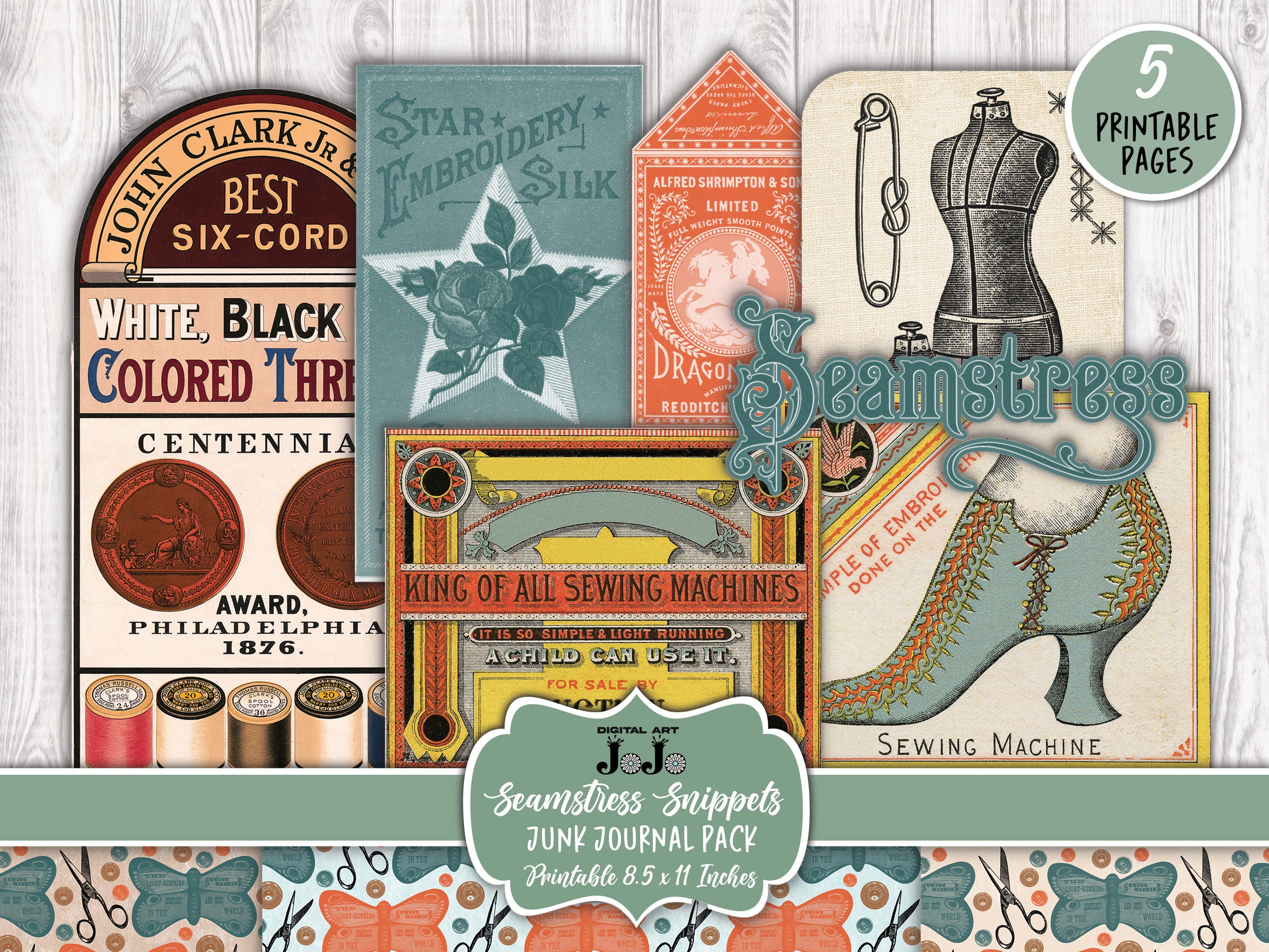 Seamstress Scrap Pack, Sewing Junk Journal Ephemera, Vintage Printable ...