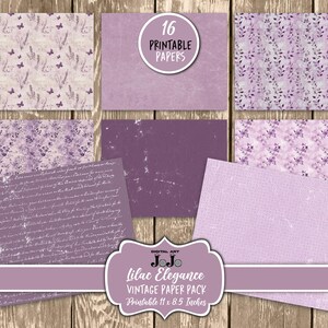 Lilac Vintage Junk Journal Papers, Scrapbook Purple Set, Digital ...