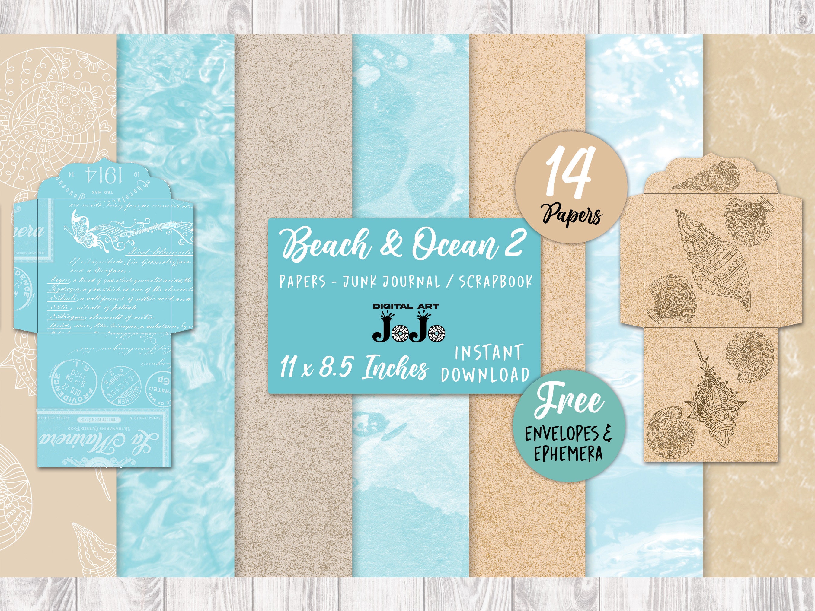 Junk Journal Paper Pack, Ocean Beach Sea Printable Pages, Digital ...