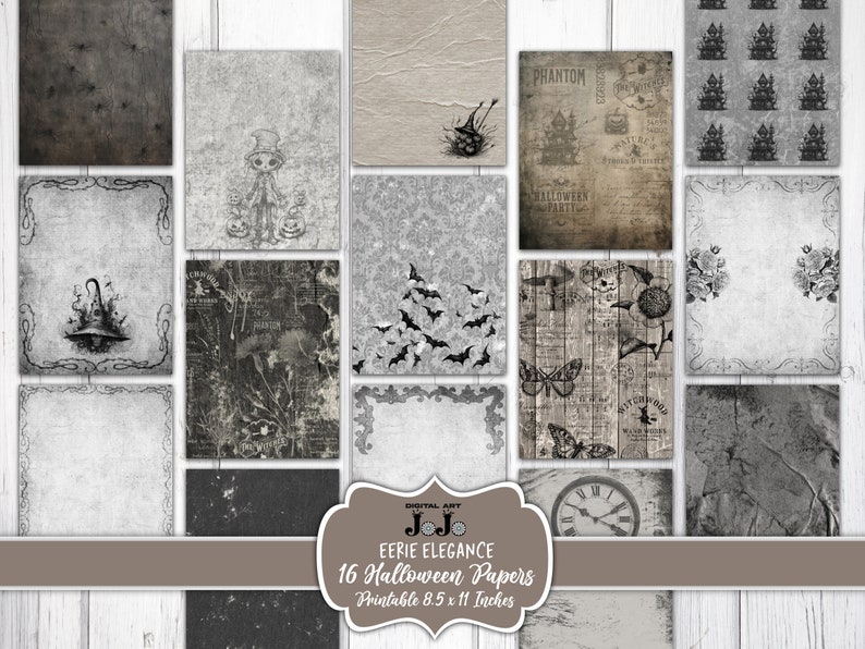 Halloween Digital Paper Pack, Printable Scrapbook Sheets, Journal Pages ...