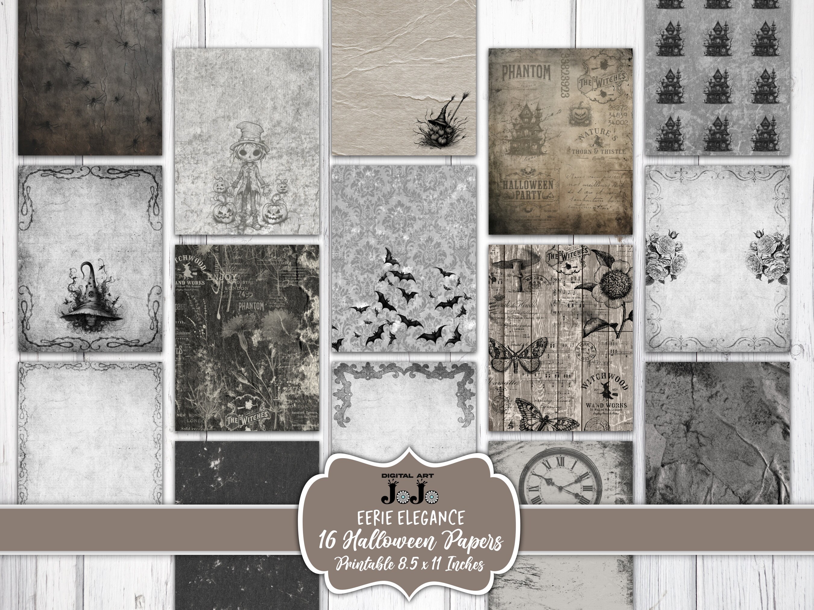 Halloween Digital Paper Pack, Printable Scrapbook Sheets, Journal Pages ...