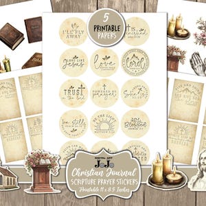 Christian Junk Journal Labels, Prayer Scrapbook Kit, Printable Papers ...