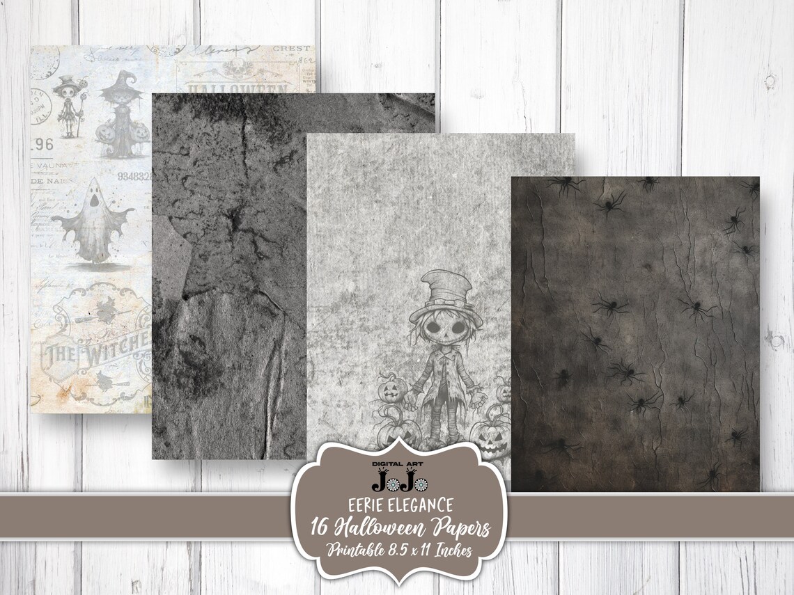 Halloween Digital Paper Pack, Printable Scrapbook Sheets, Journal Pages ...