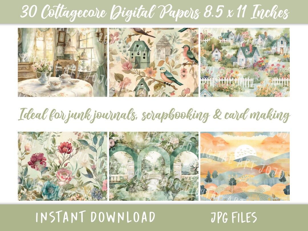 Cottagecore Digital Papers, Scrapbooking Paper, Digital Paper Pack ...