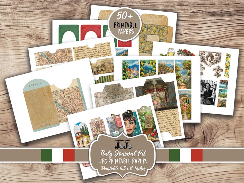 Printable Italy Junk Journal Kit, Digital Italian Papers, Vintage Craft ...