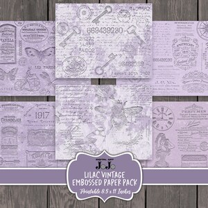 Purple Vintage Junk Journal Papers, Lilac Printable Pages Pack, Digital ...