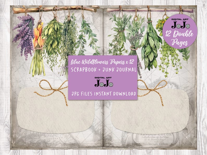 Lilac Wildflowers Junk Journal Printable Papers Vintage Lilac - Etsy