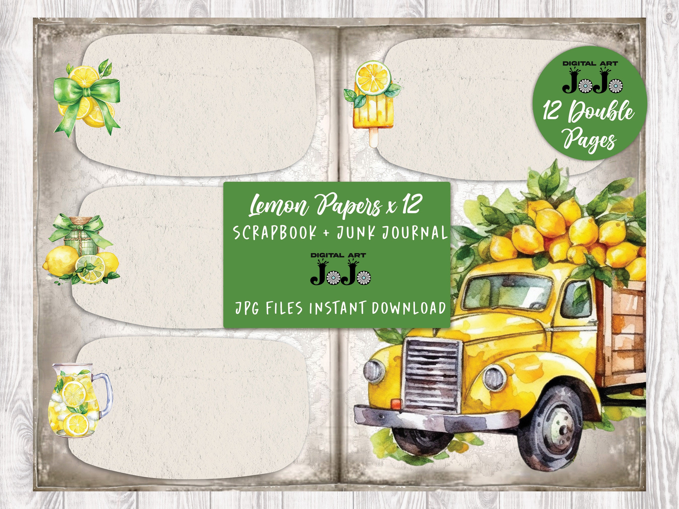 Citrus Lemons Junk Journal Printable Papers, Vintage Lemonade Collage ...