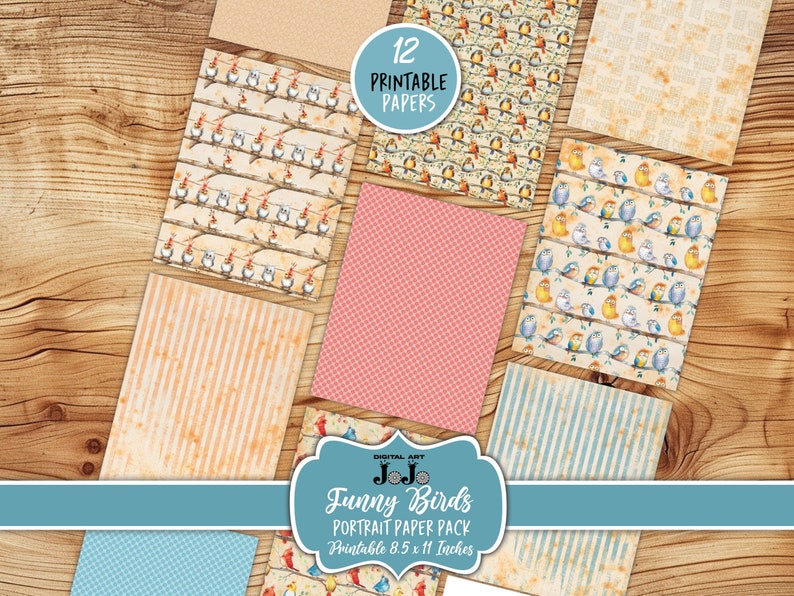Funny Birds Printable, Junk Journal Papers, Whimsical Scrapbook Sheets ...