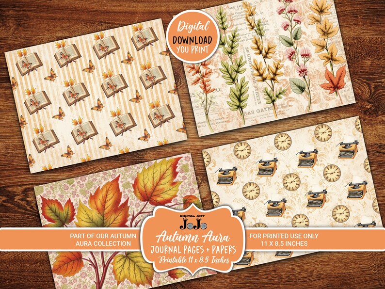 Autumn Junk Journal Pages, Printable Vintage Papers, Digital ...