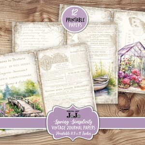 Spring Floral Junk Journal Printable Papers, Vintage Flowers Pages ...