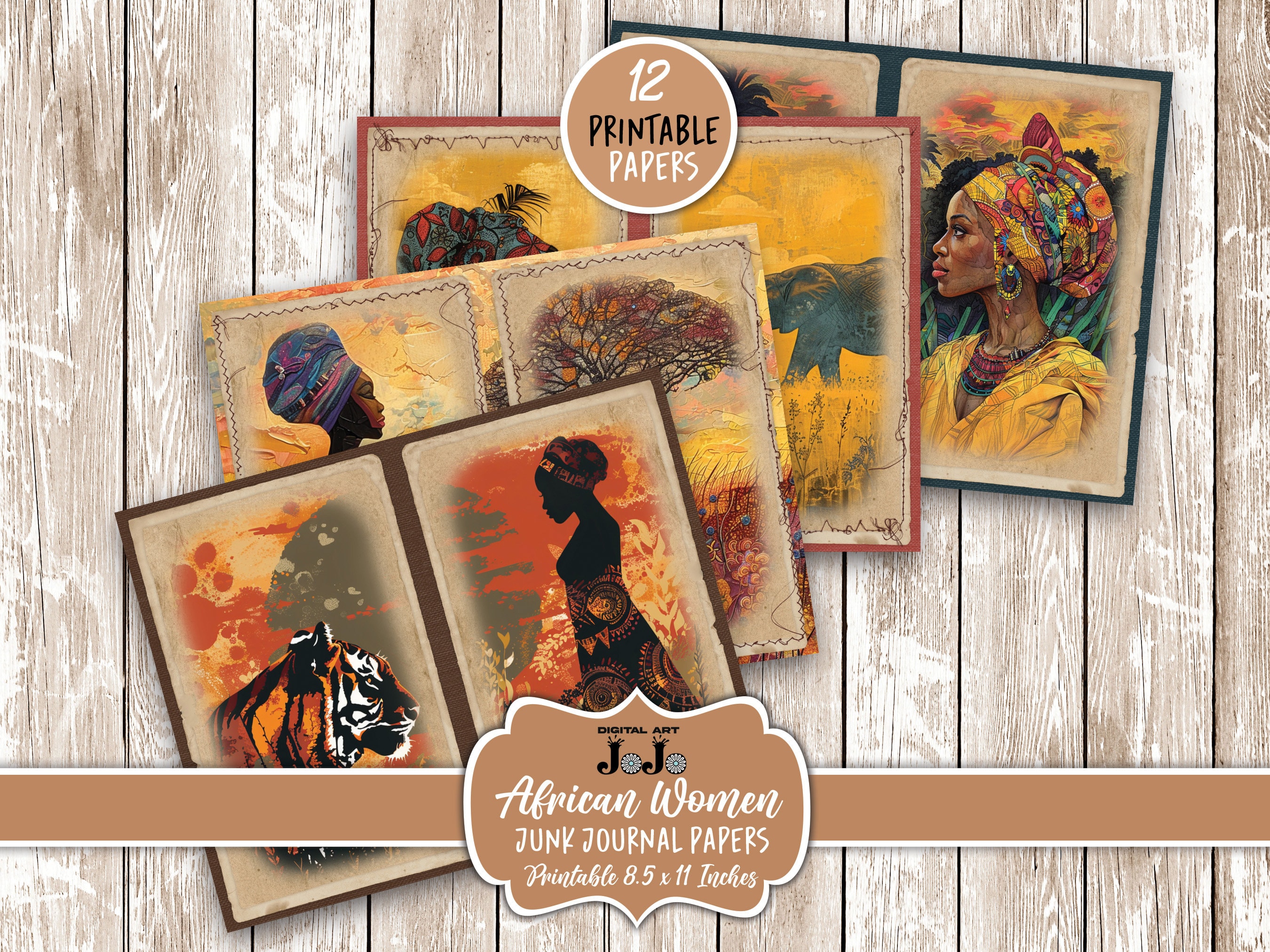 African Women Junk Journal Papers Kit, African American Scrapbook Pages ...