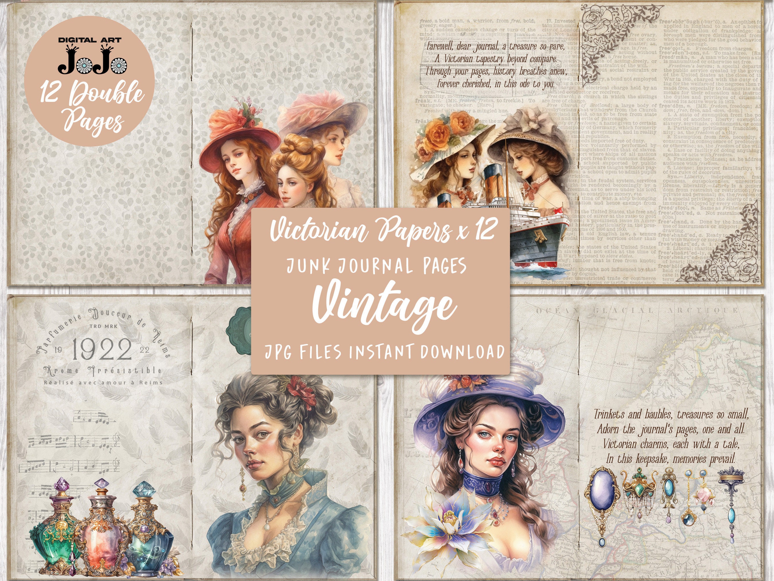 Vintage Victorian Junk Journal Printable Papers Vintage - Etsy