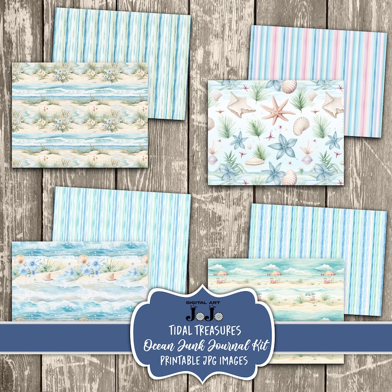 Ocean Junk Journal Kit, Digital Summer Beach Papers, Seaside Pages ...