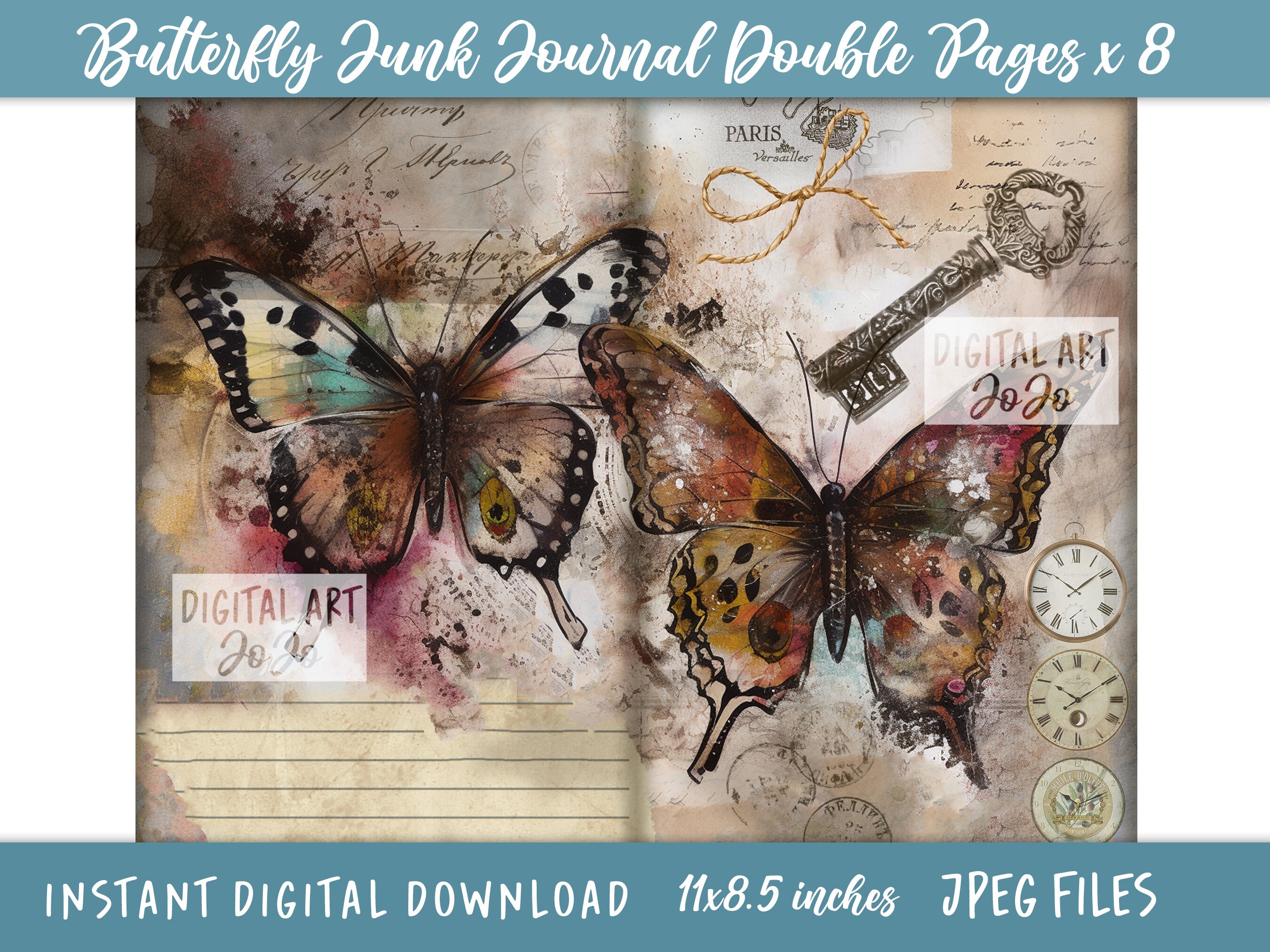 Junk Journal Printable Butterflies, Butterfly Junk Journal Kit, Junk ...
