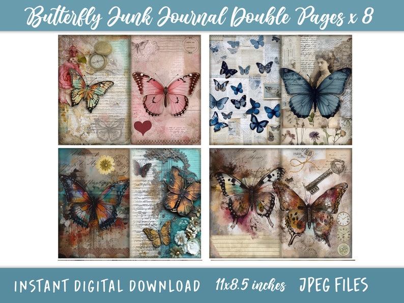 Junk Journal Printable Butterflies, Butterfly Junk Journal Kit, Junk ...