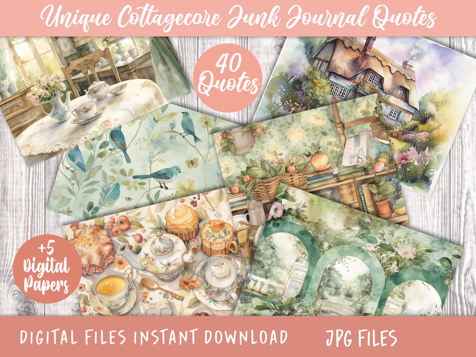 Cottagecore Junk Journal Digital Words Printable Ephemera - Etsy