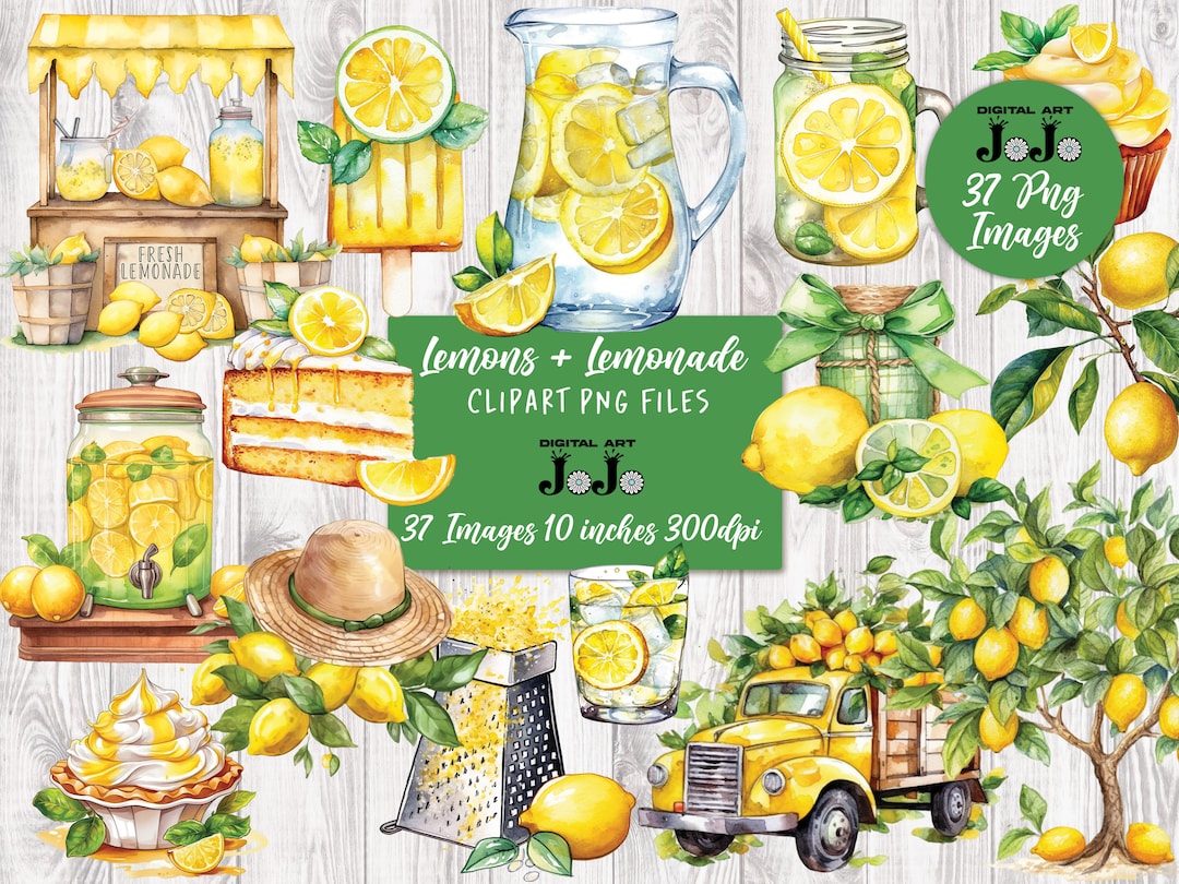 Lemon Clipart Lemonade Stand Clipart Lemonade Stand Commercial Use Citrus Fruits Summer