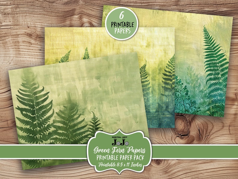 Green Junk Journal Papers Kit, Printable Nature Scrapbook Pages Set ...