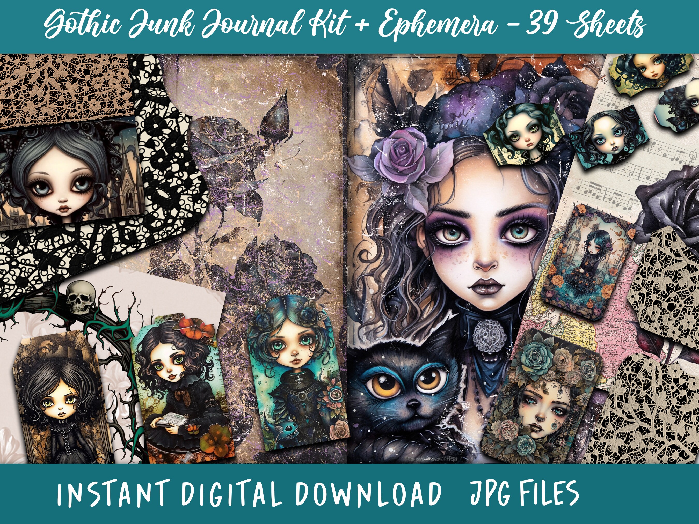 Gothic Junk Journal Kit Goth Junk Journal Digi Kits Ephemera - Etsy