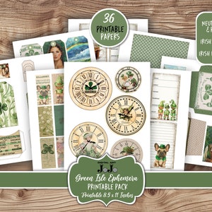 Irish Junk Journal Ephemera Kit, St Patricks Day, Scrapbook Papers Set ...