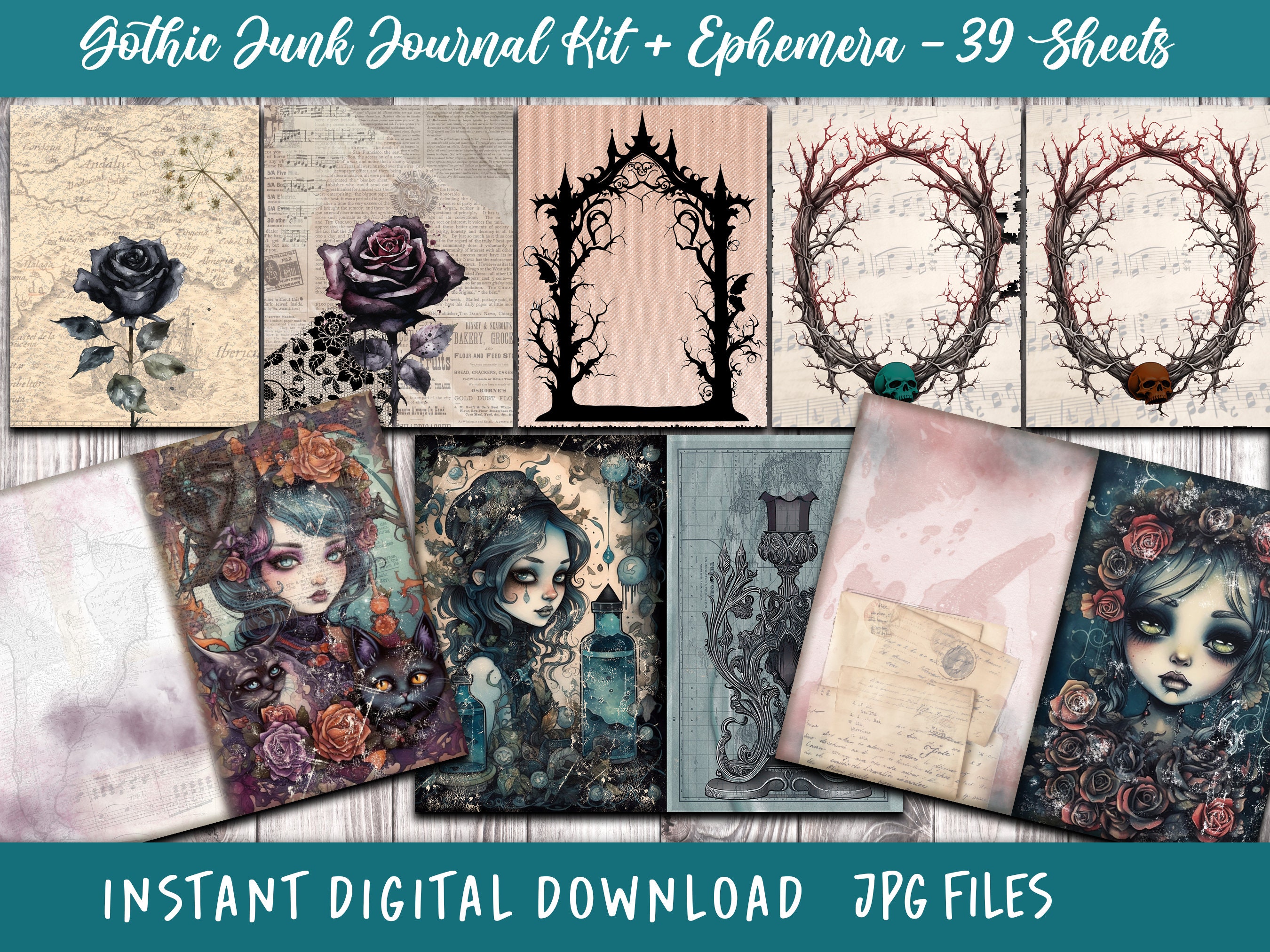 Gothic Junk Journal Kit Goth Junk Journal Digi Kits Ephemera - Etsy