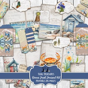 Ocean Junk Journal Kit, Digital Summer Beach Papers, Seaside Pages ...