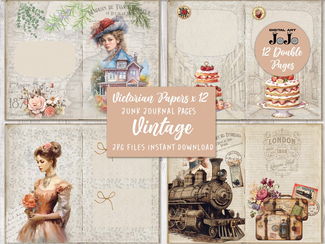 Vintage Victorian Junk Journal Printable Papers, Vintage Collage Sheets ...
