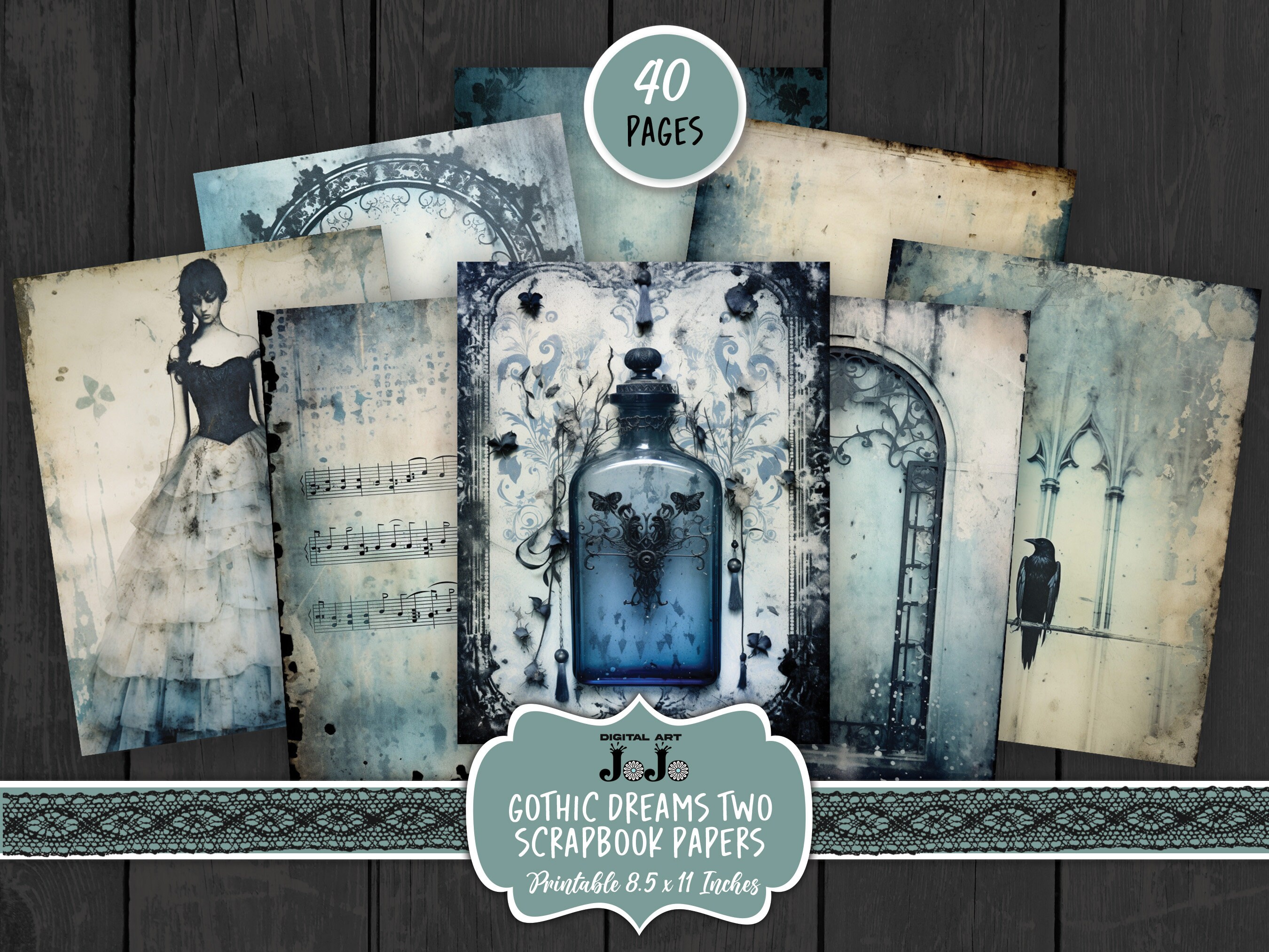 Gothic Junk Journal Pages, Scrapbooking Papers Kit, Collage Sheets ...