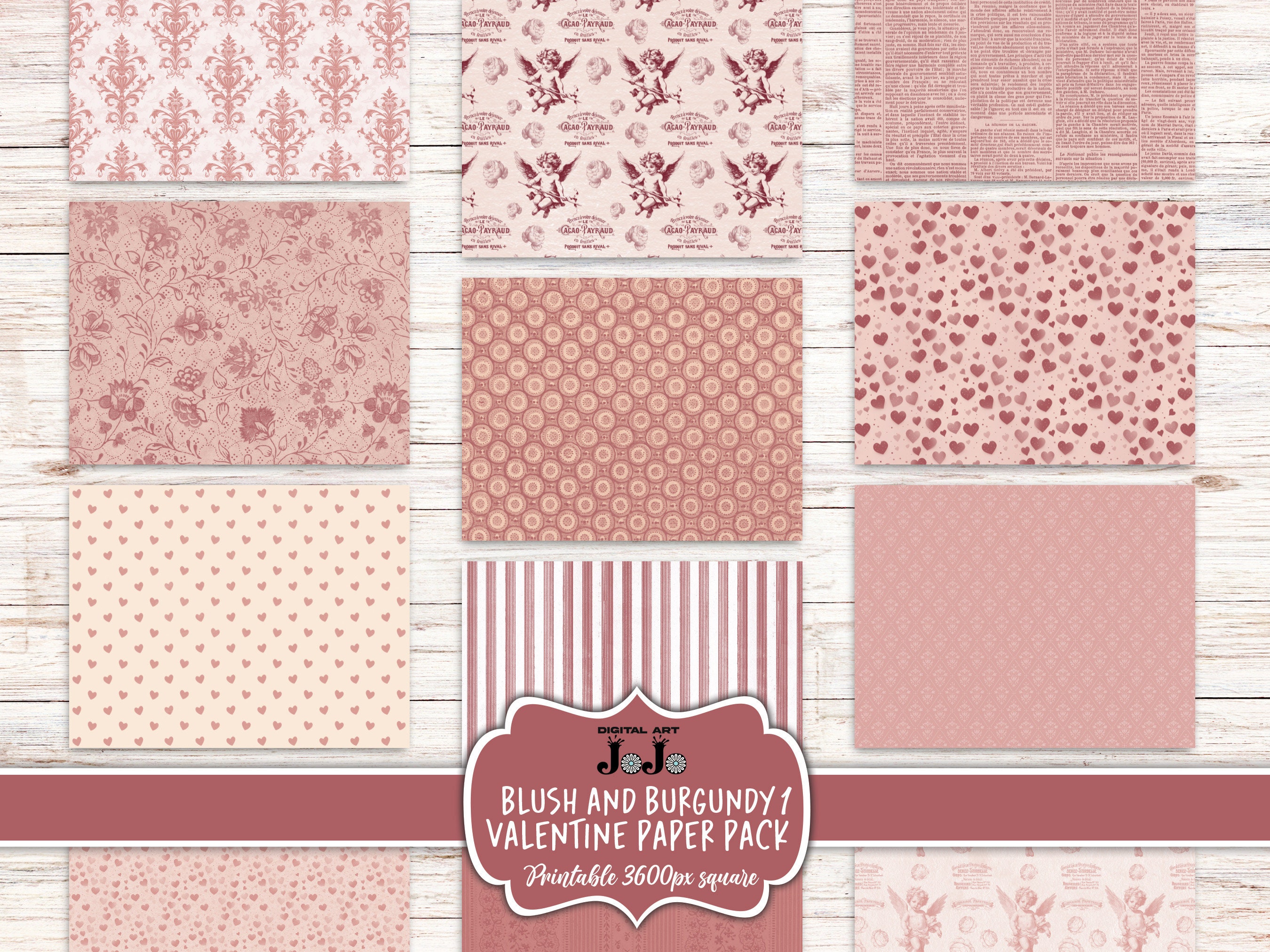 Valentine Junk Journal Digital Paper, Love Scrapbooking Pages Set ...
