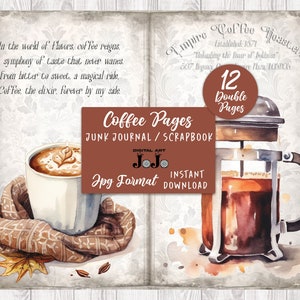 Coffee Junk Journal Printable Papers, Vintage Coffee Collage Sheets ...