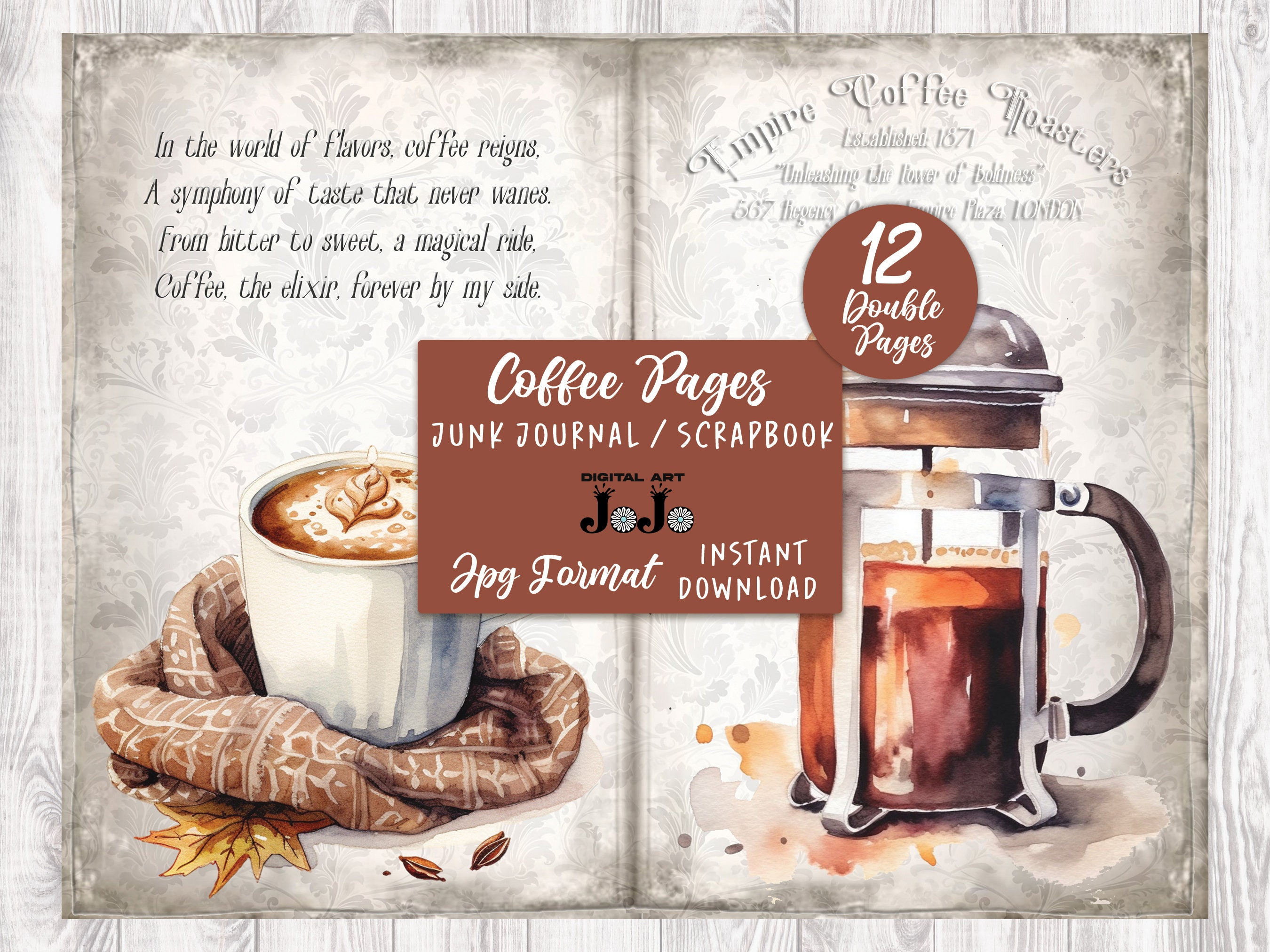 Coffee Junk Journal Printable Papers, Vintage Coffee Collage Sheets ...