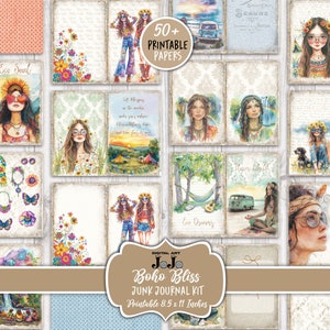 Hippie Junk Journal Kit, Boho Scrapbooking Pages, Printable Bohemian ...
