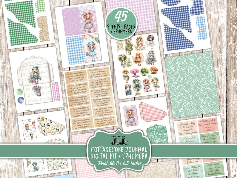 Cottage Girls Junk Journal Kit, Cottagecore Scrapbook Supplies ...