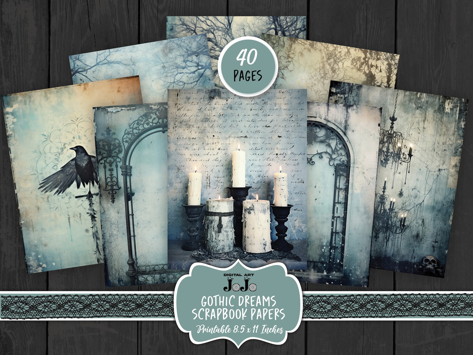 Gothic Junk Journal Pages, Scrapbooking Papers Kit, Collage Sheets ...