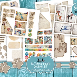 Dog Junk Journal Kit, Printable Cute Scrapbook Papers, Animal Digital ...