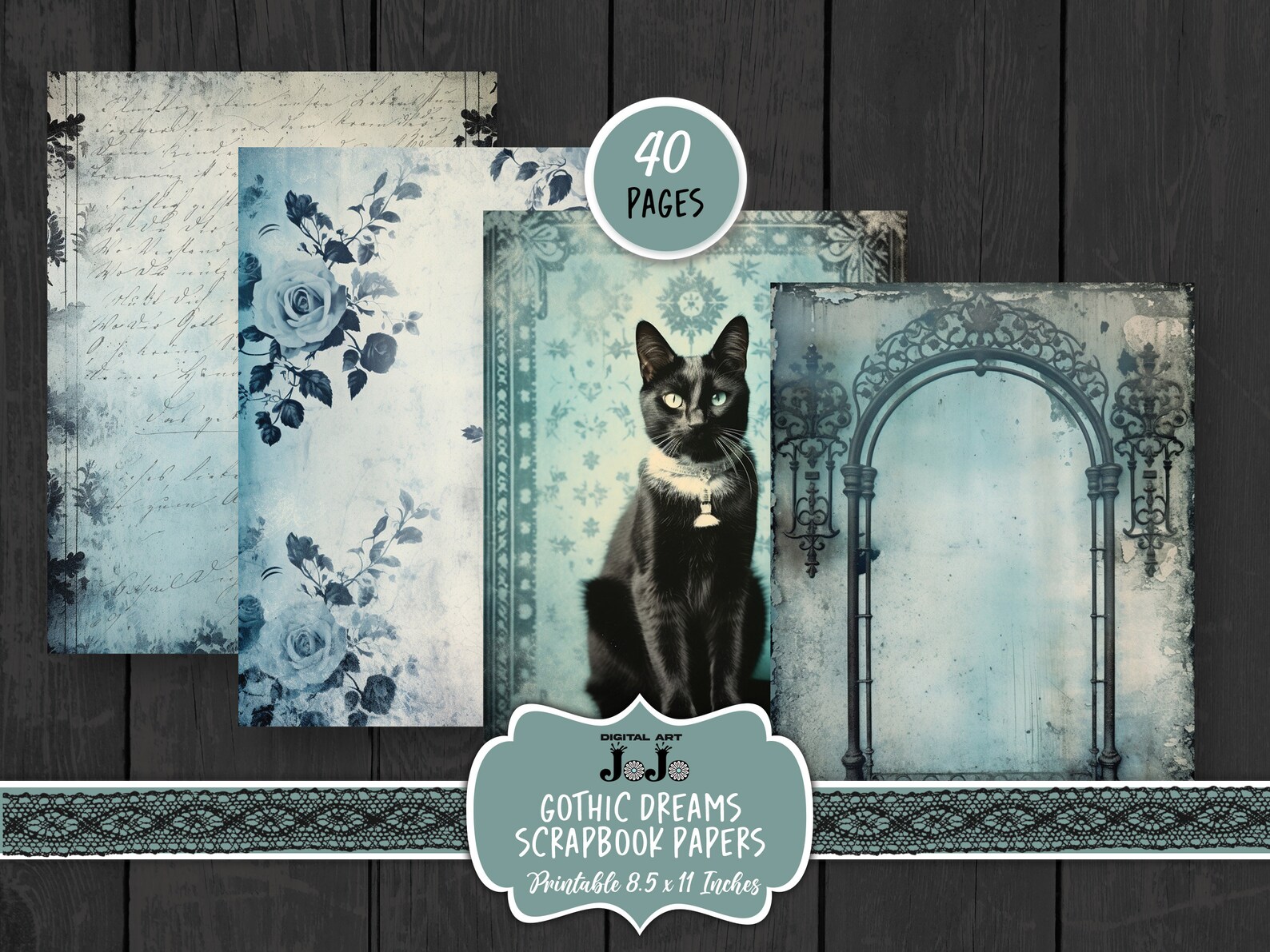 Gothic Junk Journal Pages, Scrapbooking Papers Kit, Collage Sheets ...