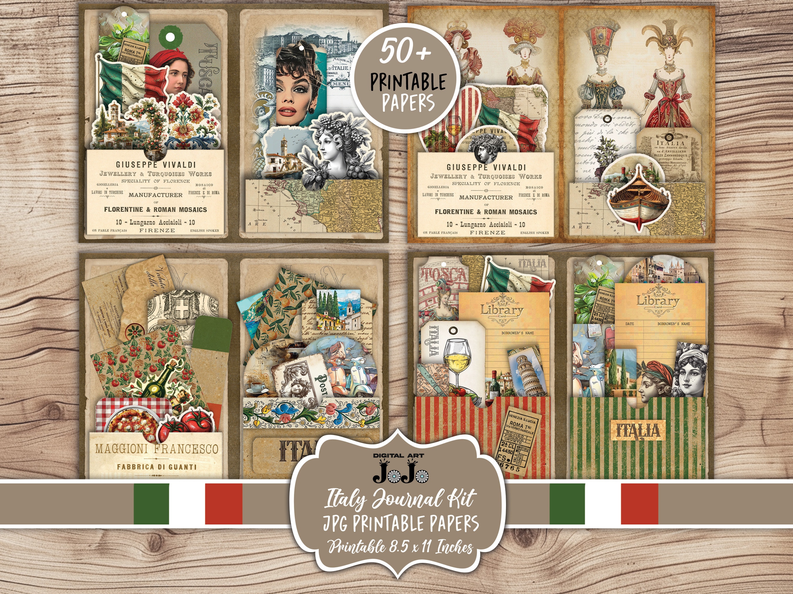 Printable Italy Junk Journal Kit, Digital Italian Papers, Vintage Craft ...