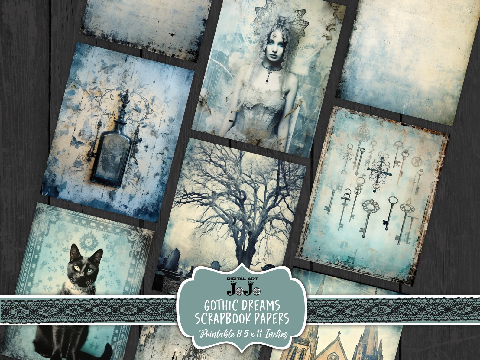 Gothic Junk Journal Pages, Scrapbooking Papers Kit, Collage Sheets ...