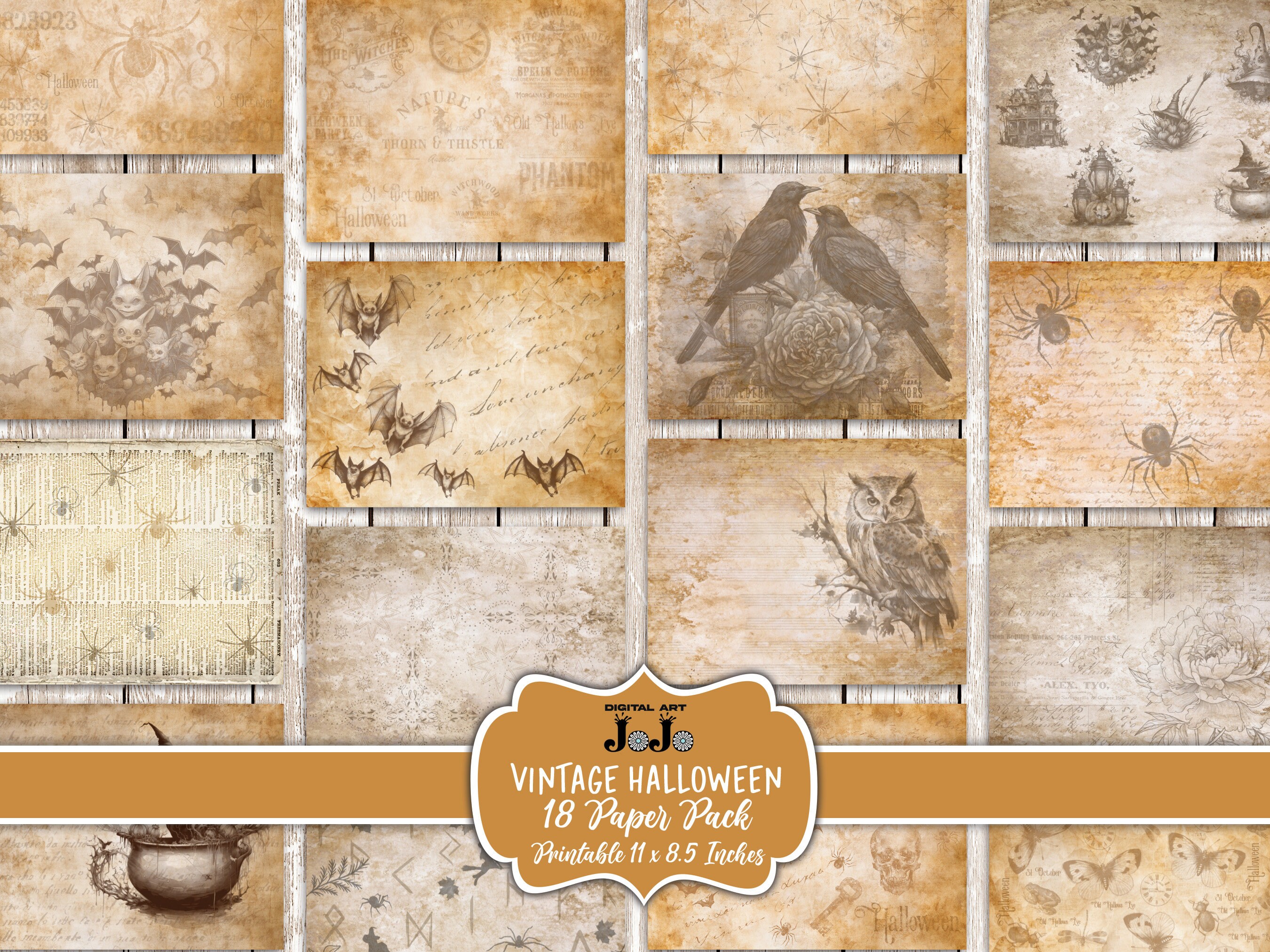 Halloween Digital Paper Pack Printable Scrapbook Sheets - Etsy