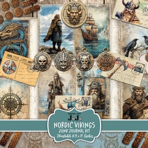 Viking Printable Junk Journal Kit, Vintage Digital Pages, Nordic ...