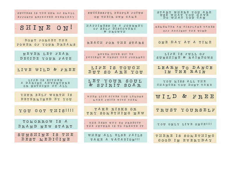 Journal Words, Inspirational Quotes, Printable Ephemera Vintage Labels ...