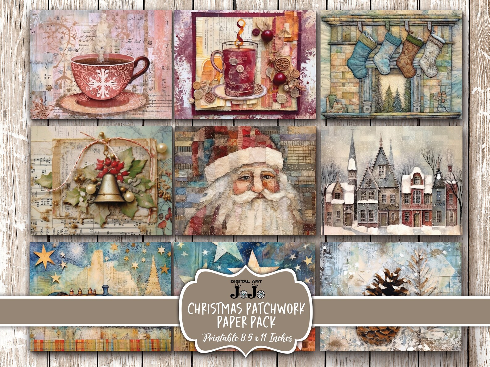 Christmas Junk Journal Papers Kit, Xmas Printable Scrapbook, Digital ...