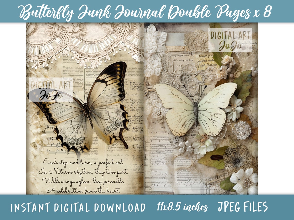 Junk Journal Printable Butterflies Butterfly Junk Journal - Etsy