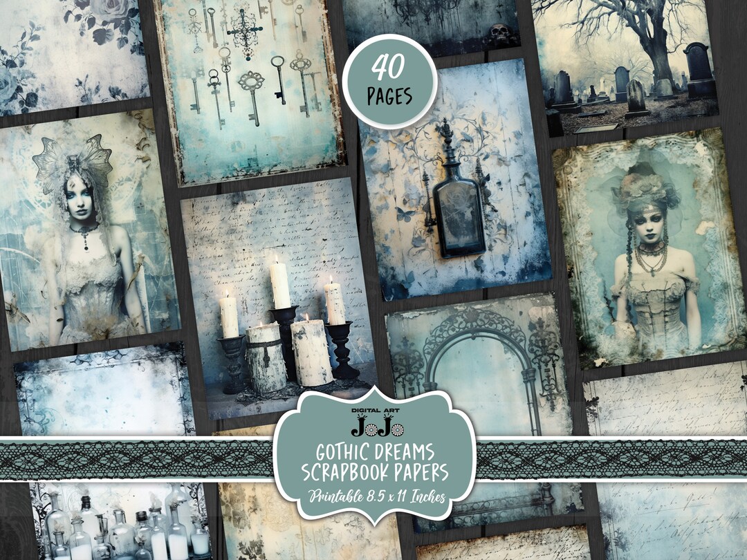 Gothic Junk Journal Pages, Scrapbooking Papers Kit, Collage Sheets ...